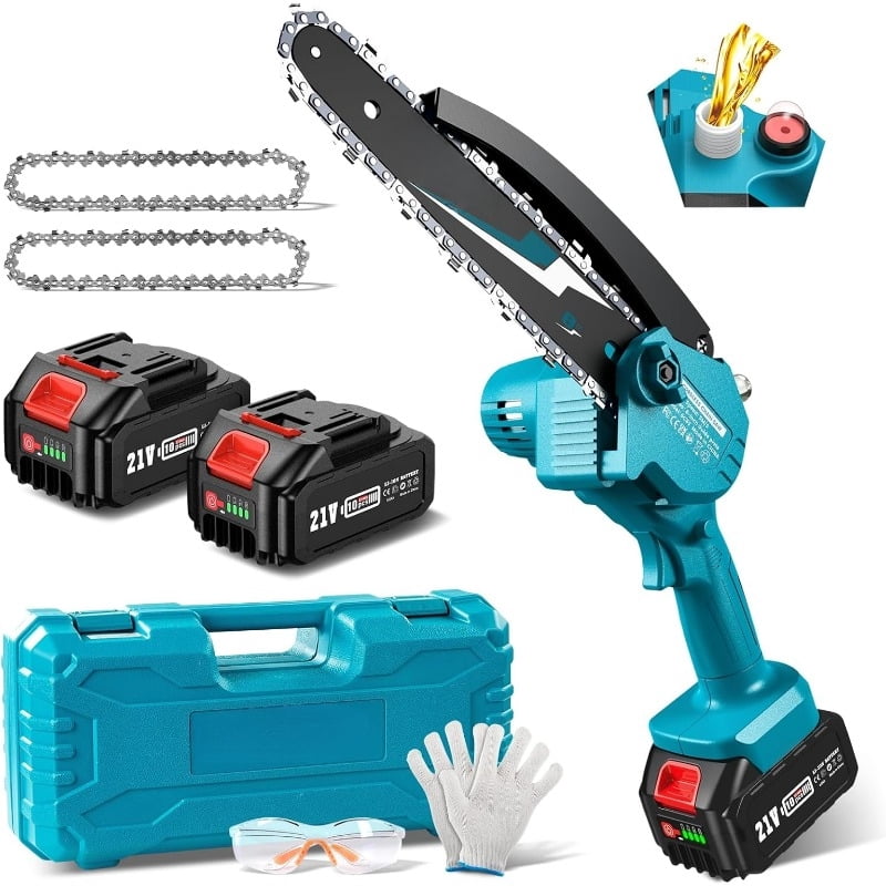 Mini Chainsaw Cordless 6-inch, Handheld Electric Power Chain Saw with 2 ...