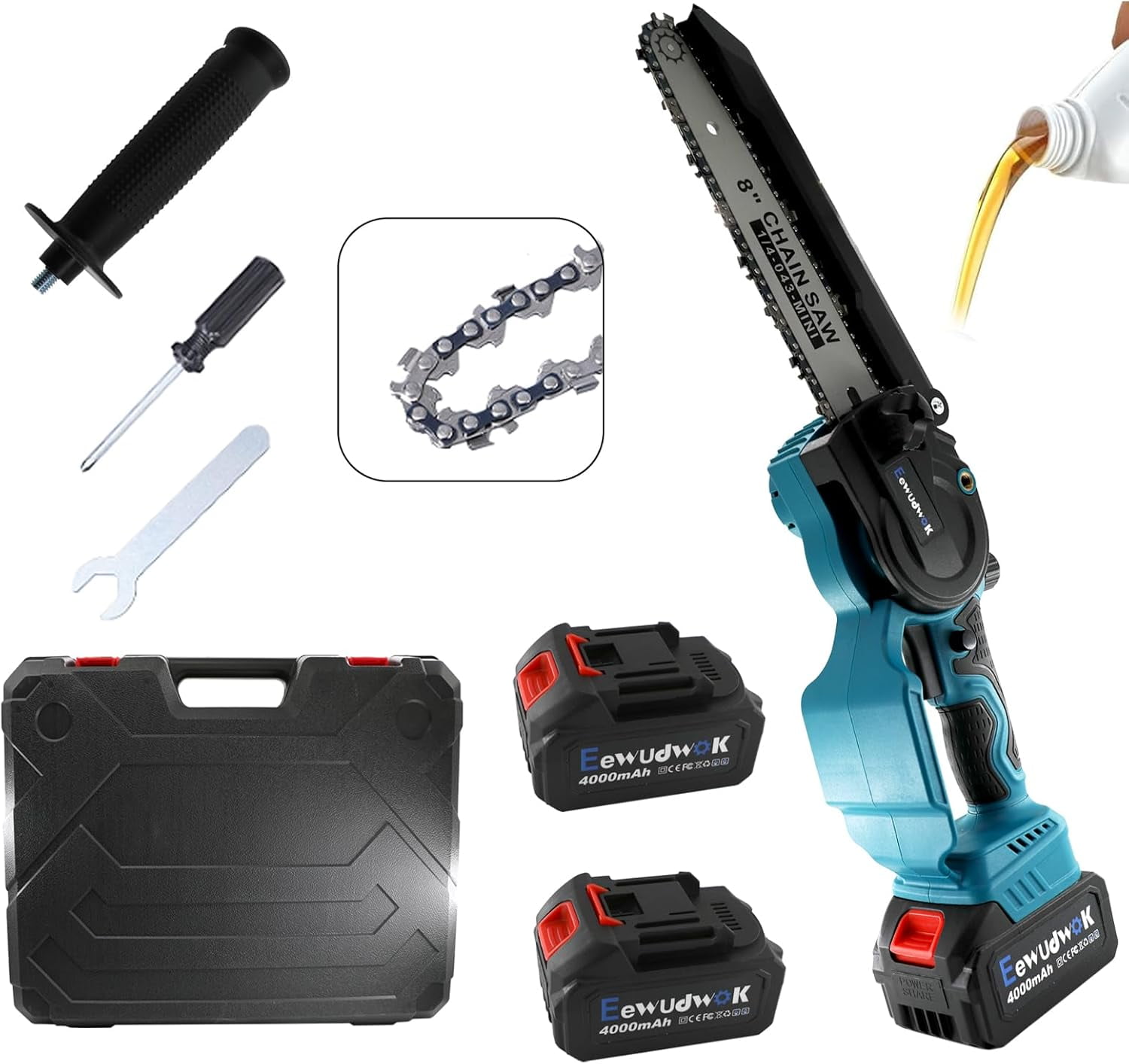 Mini Chainsaw Cordless 8 Inch,Hand Chainsaw Battery Powered ...