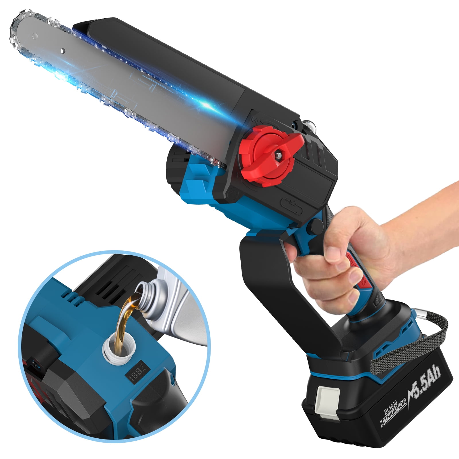 Mini Chainsaw Cordless 8-inch, Handheld Electric Power Chain Saw, for ...
