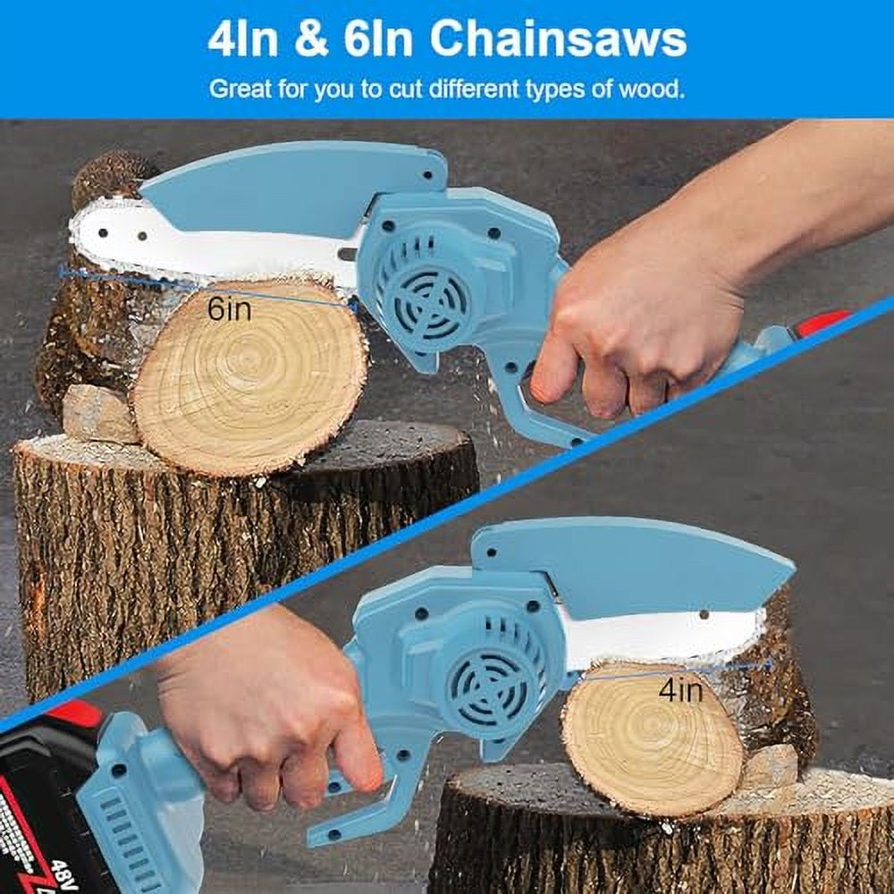 Mini Chainsaw Cordless, Electric Chainsaw with 2 Batteries & 2 Chains ...