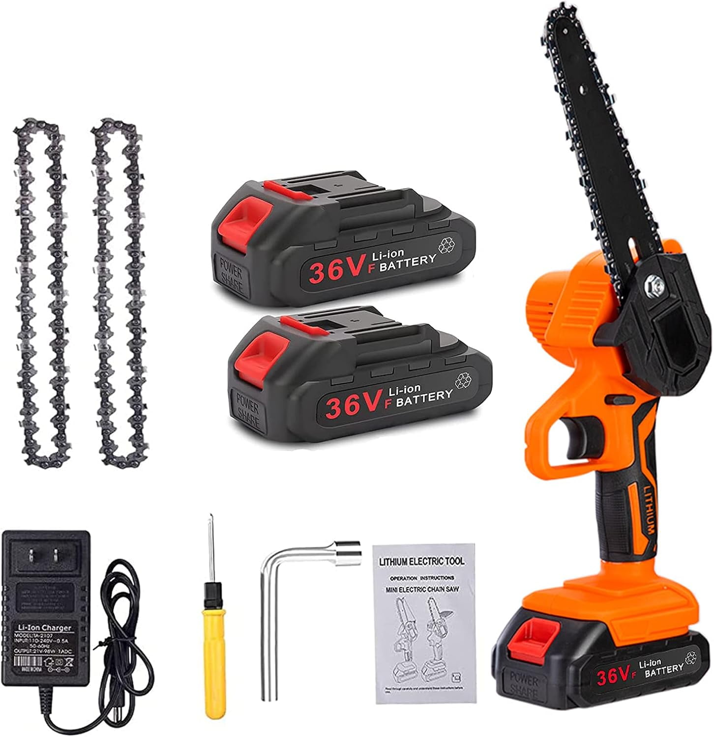 Mini Chainsaw Cordless Power Chain Saws, Electric Chainsaw Cordless 36V ...