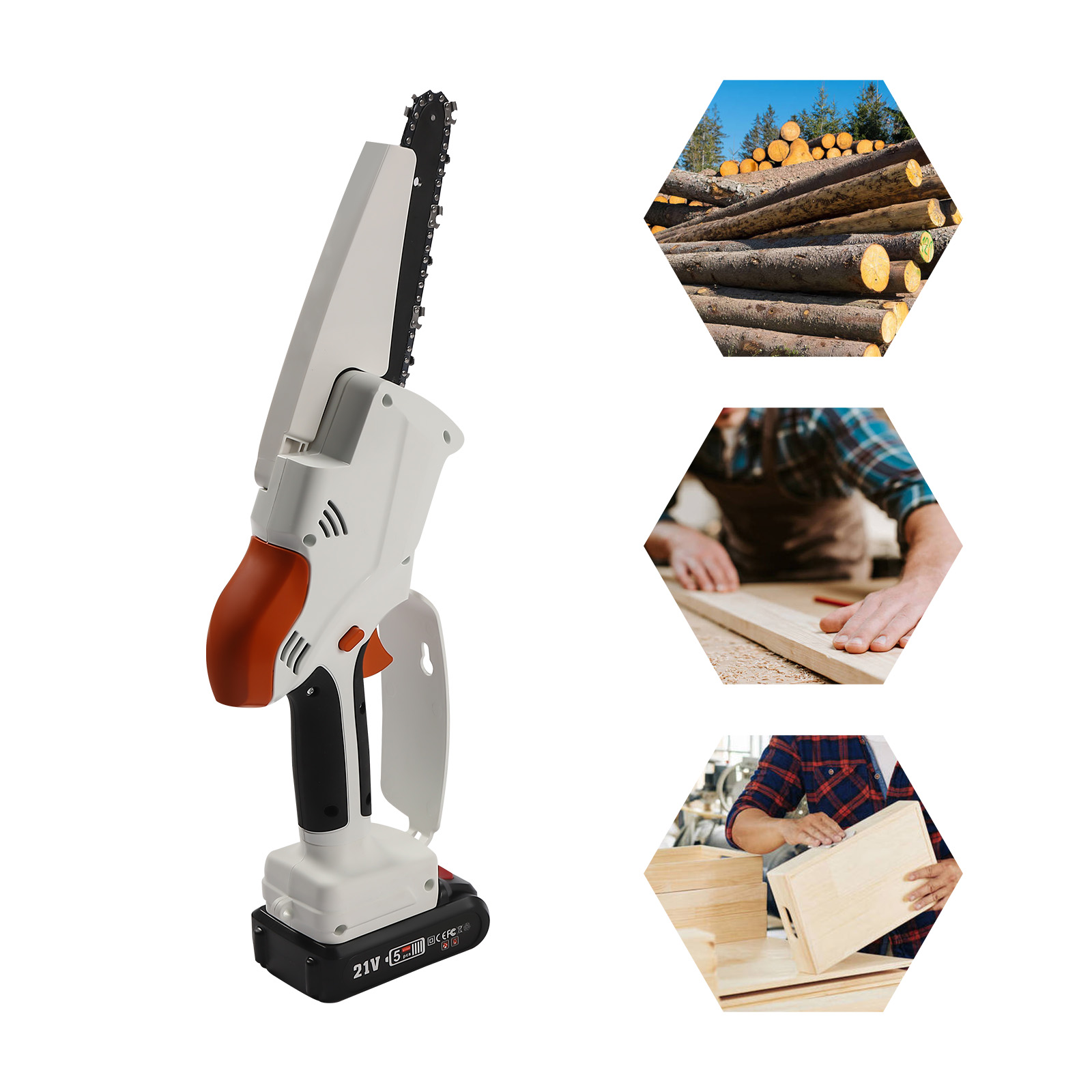 Mini Chainsaw Cordless with 2 Batteries, Handheld Power Chain Saws with ...