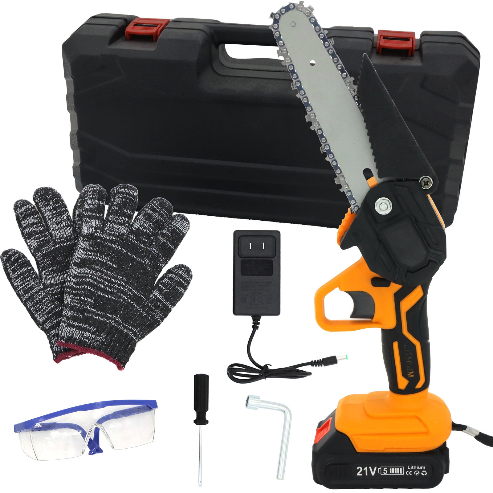 Mini Chainsaw Cordless with Battery , 6 inch Handheld Pure Copper Motor ...