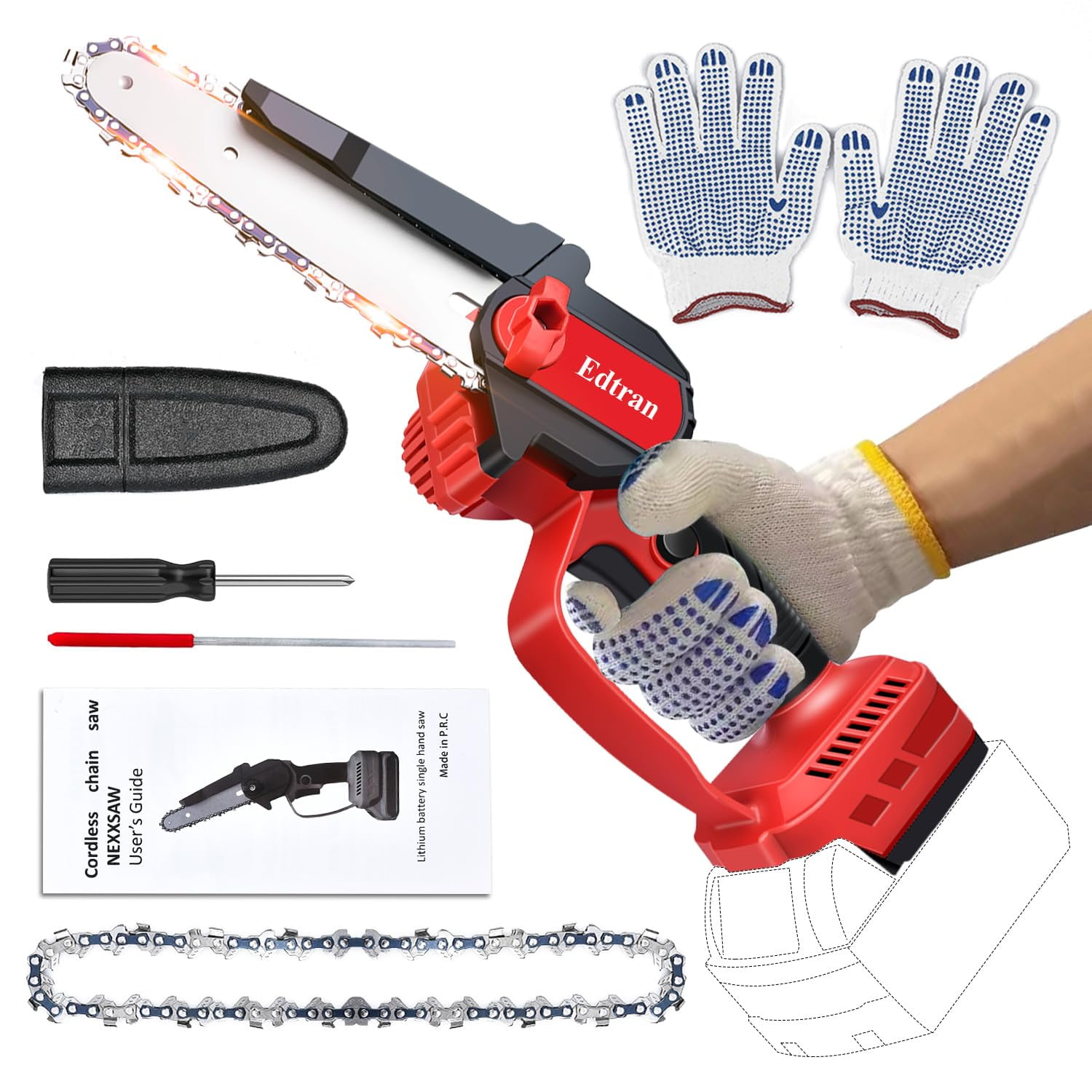 Mini Chainsaw for Milwaukee 18V Battery, 6 Inch Cordless Chainsaw ...