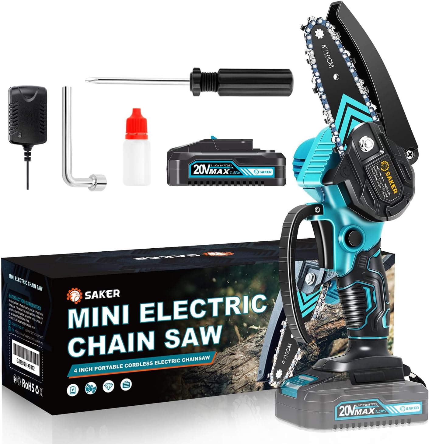 Saker Mini Chainsaw,Portable Electric Chainsaws Cordless,Handheld Chain ...