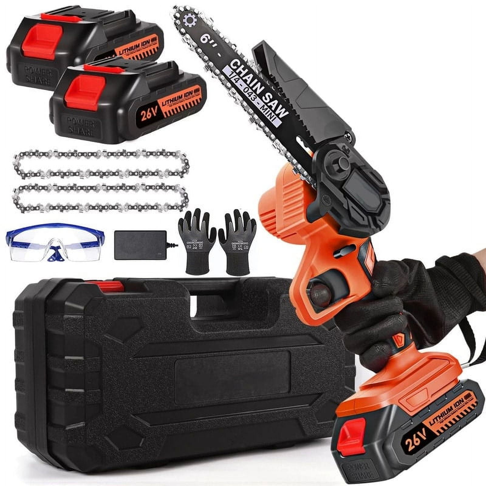 Mini Chainsaw with 2 Batteries 2 Chains - Walmart.com