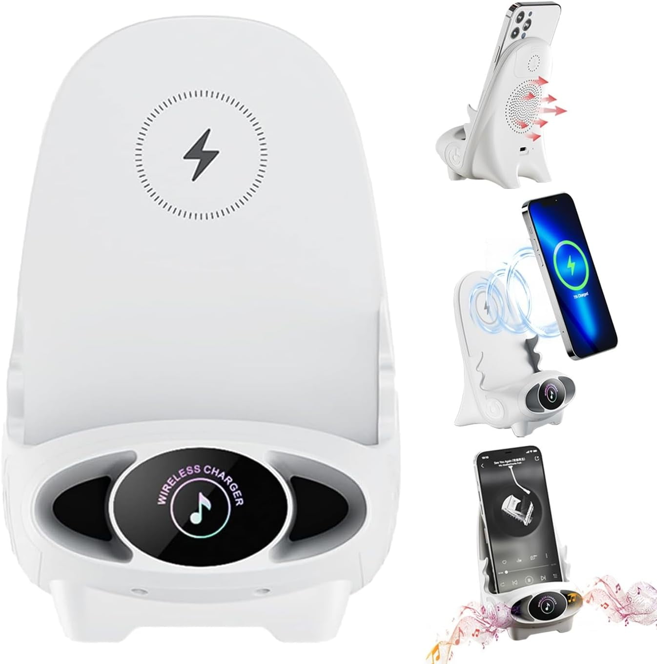 Fast Charging Mini Chair Wireless Charger with Speaker & Stand for All ...
