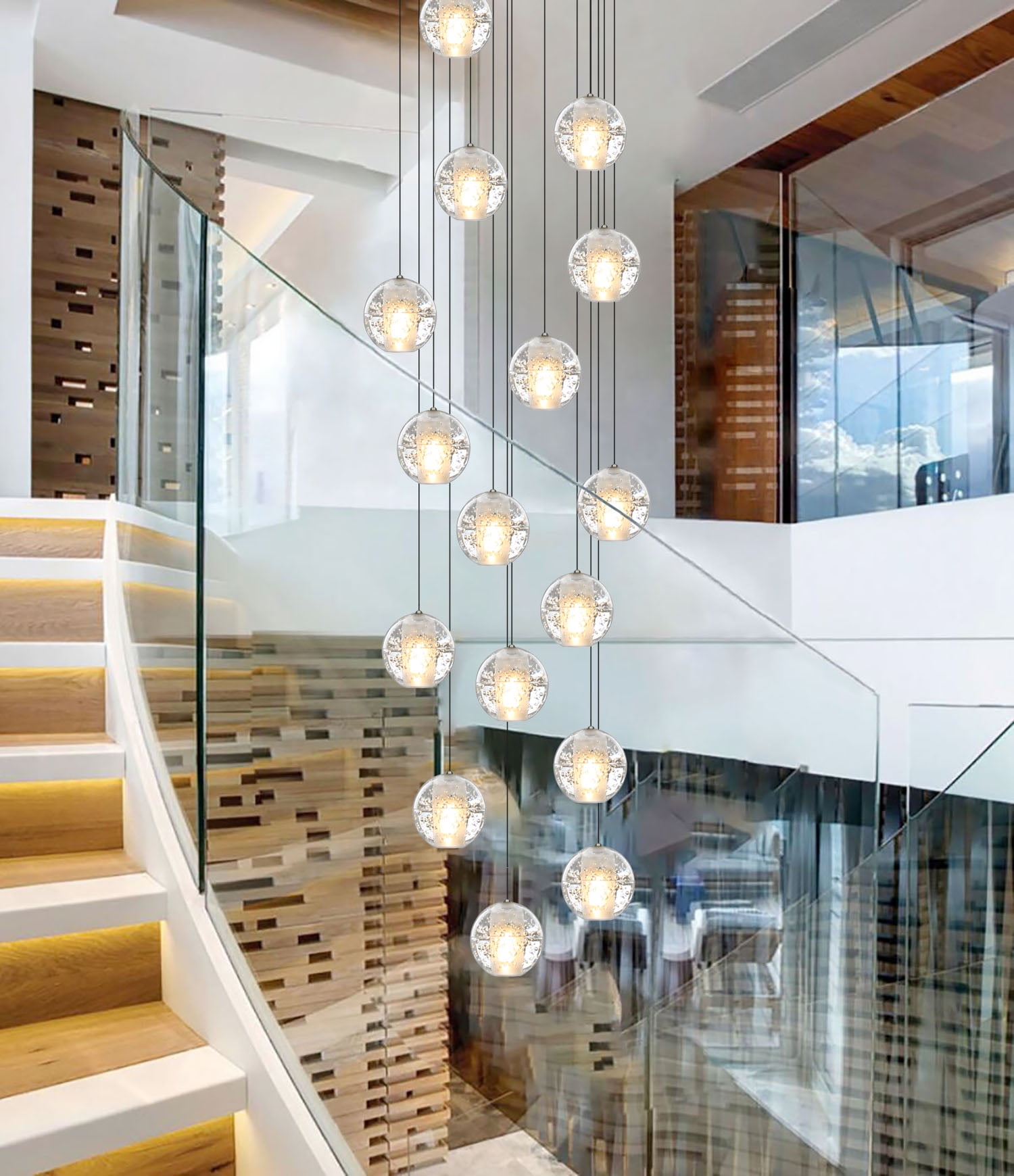 Mini Chandelier 16 Lights Crystal Bubble Modern Pendant Light for ...