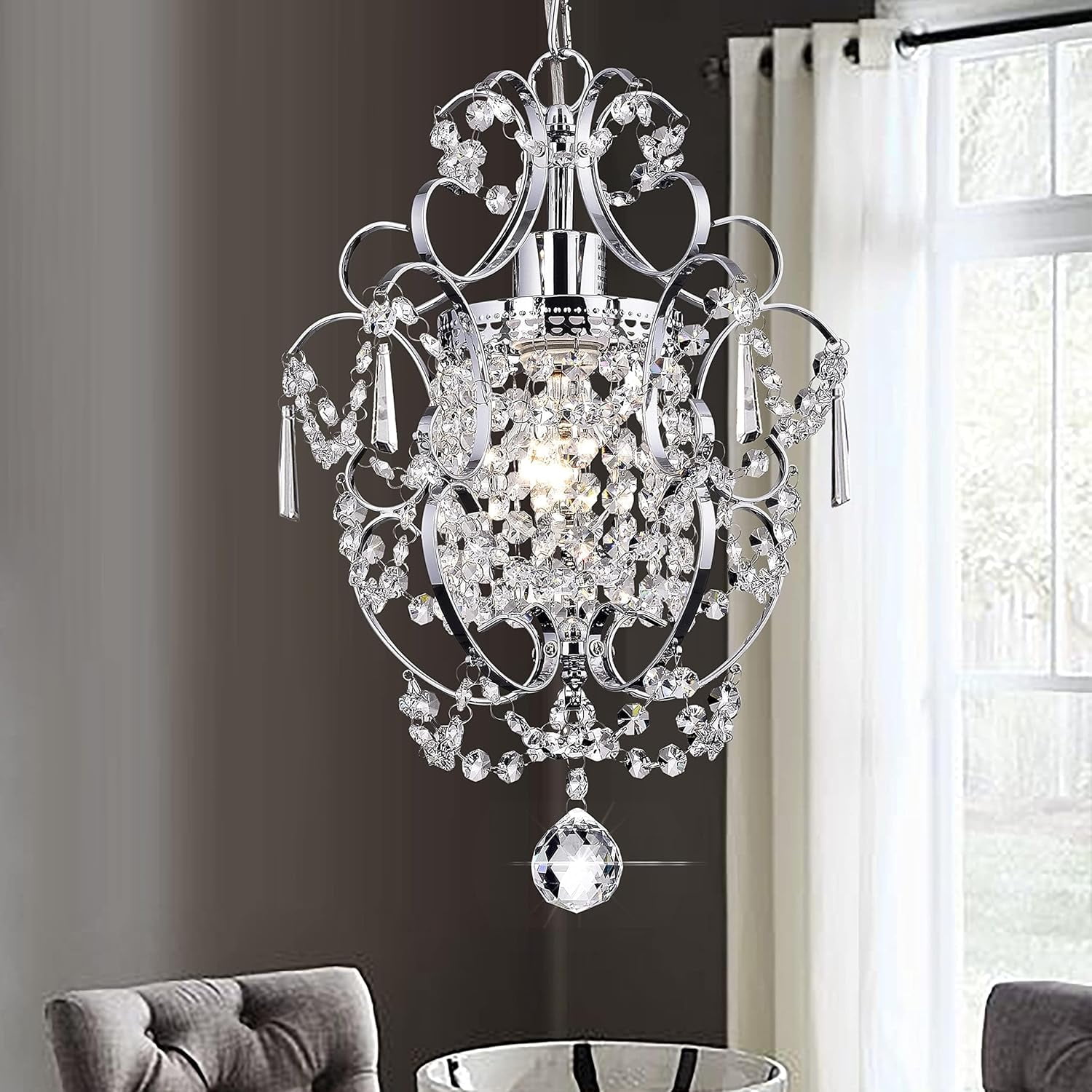 Mini Chandelier Light Fixture,Modern Chrome Crystal Ceiling Light ...