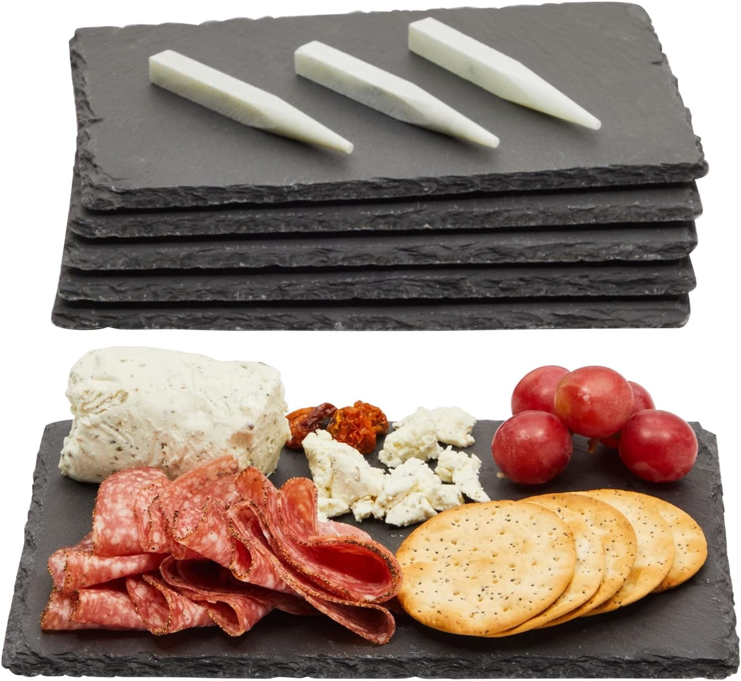 Mini Charcuterie Boards - 6-Pack, 6 x 8.75 in, Black Slate - Slate ...