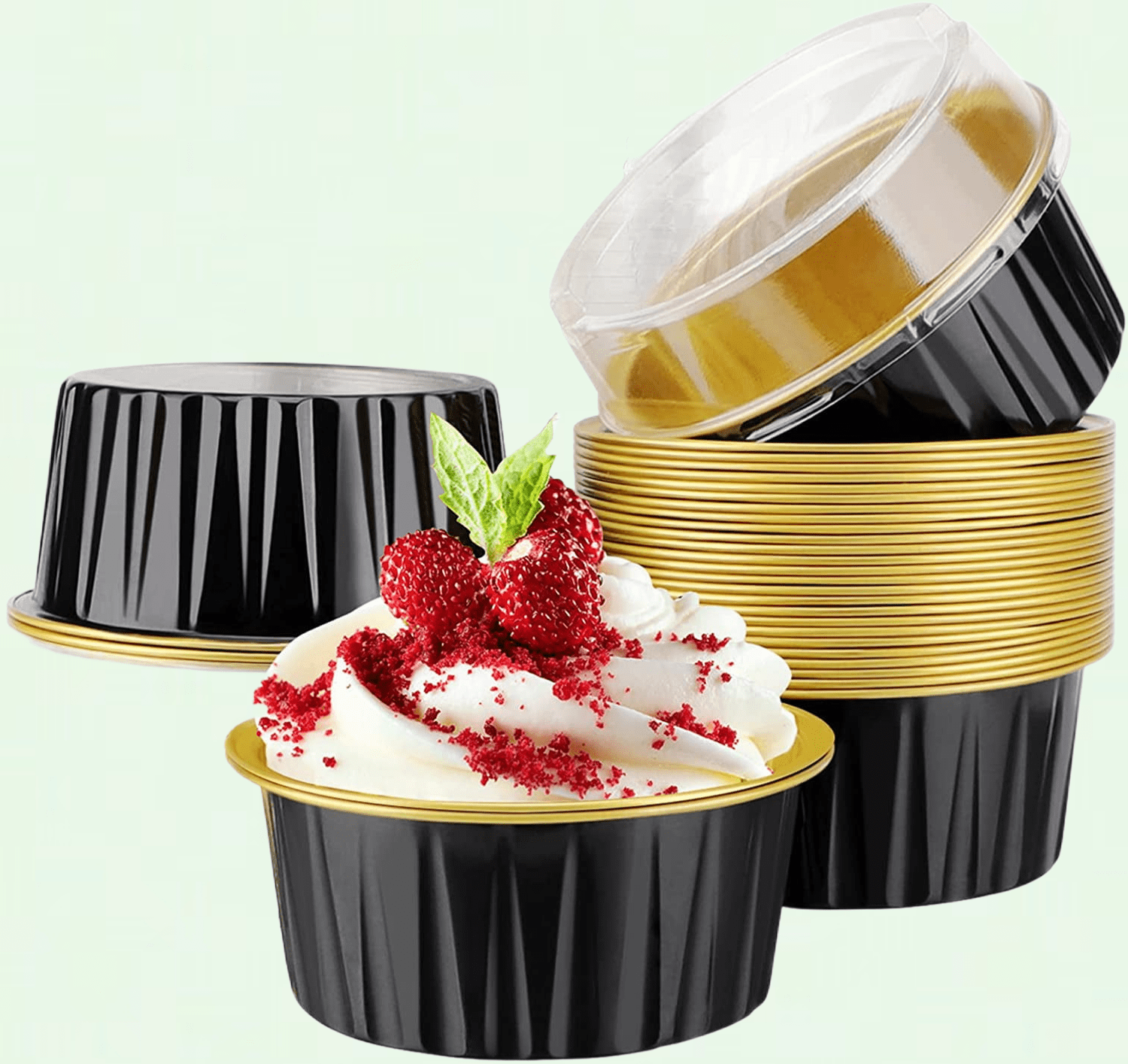 30pcs Mini Cheesecake Containers, 5oz Disposable Aluminum Foil Cupcake Liners with Lids, Premium ...