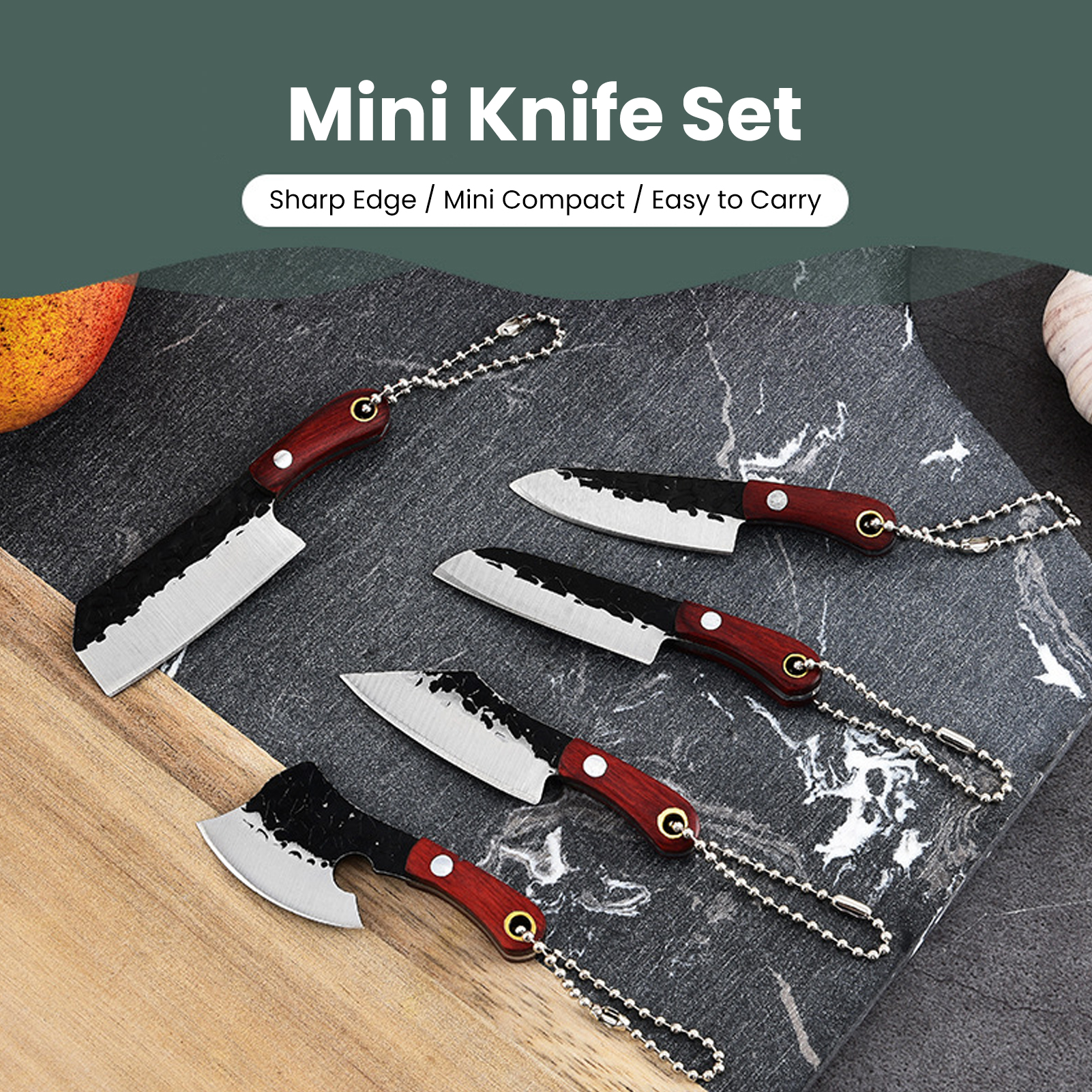 Mini Chef Knife Keychain with Sheath Multi-functional Pocket Knife ...