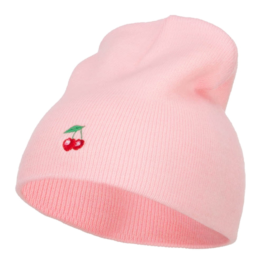 Mini Cherry Embroidered Short Beanie - Pink OSFM - Walmart.com