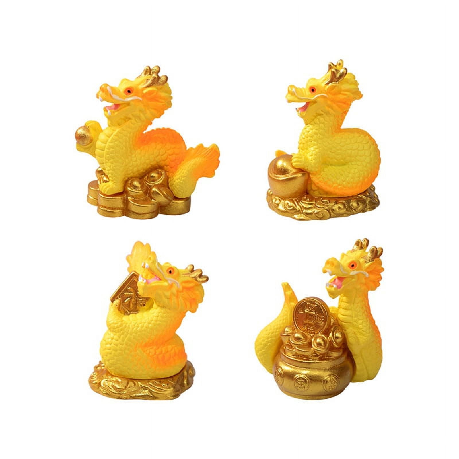 Mini Chinese New Year Dragon Figurine, 4Pcs Miniature Dragon Statue ...