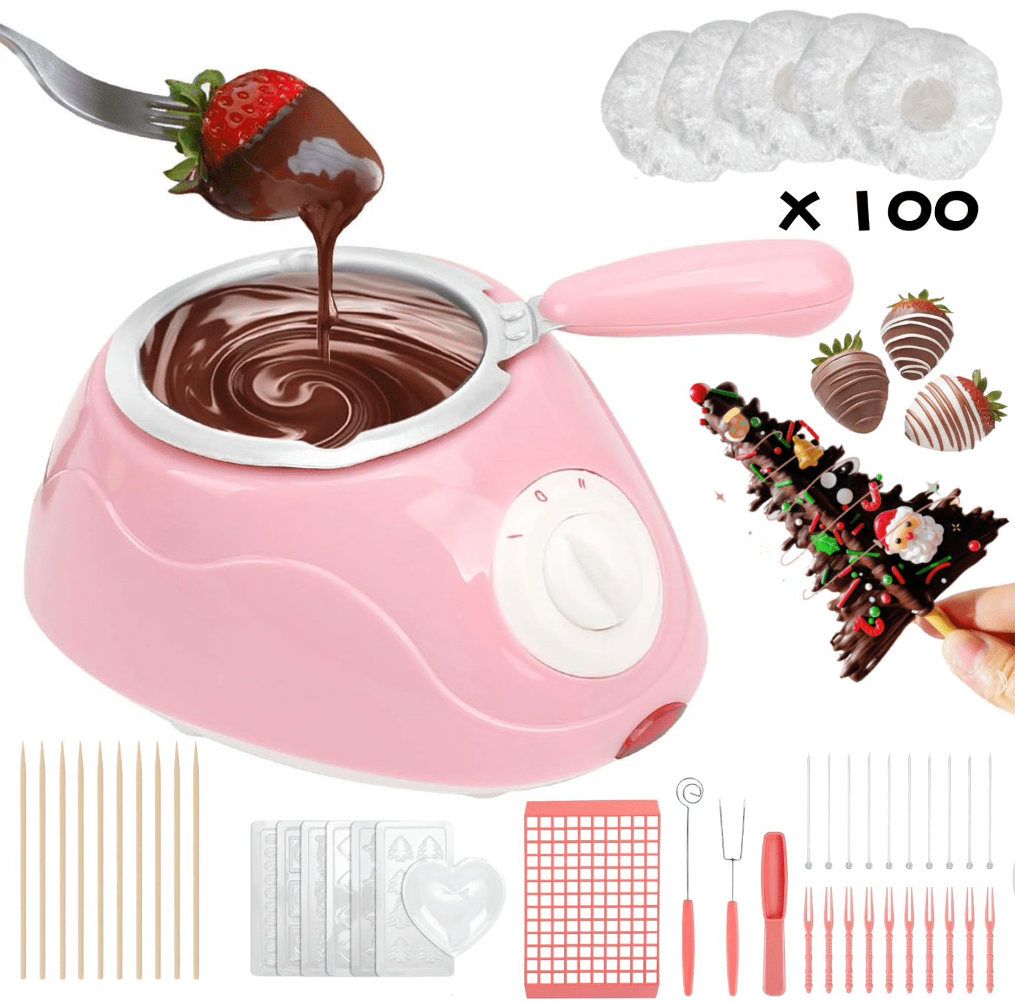 Pendali Pink Mini Chocolate Melting Pot, Electric Fondue Warmer, Quick ...