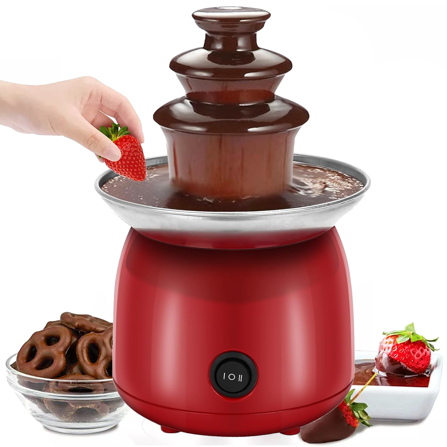 Nostalgia CFF986 4-Tier 2-Lb. Stainless Steel Chocolate Fondue Fountain ...