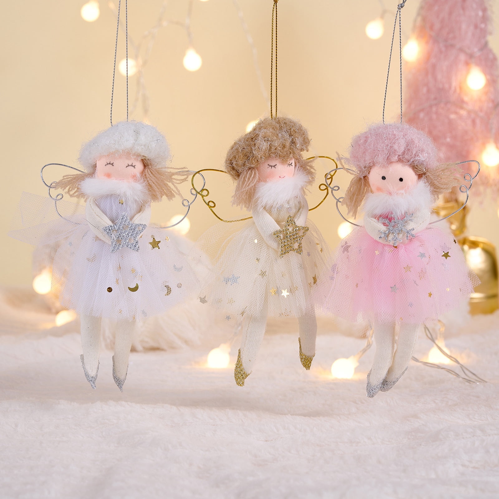 Mini Christmas Angel Doll Ornaments Christmas Tree Plush Angel Pendant ...