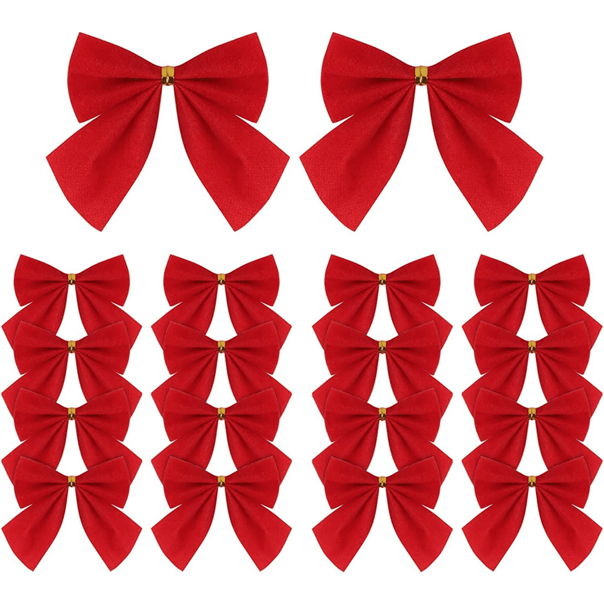 Mini Christmas Bows,24 Pieces Christmas Bow Small Red Bows for Christmas Tree, Red Velvet Bows ...