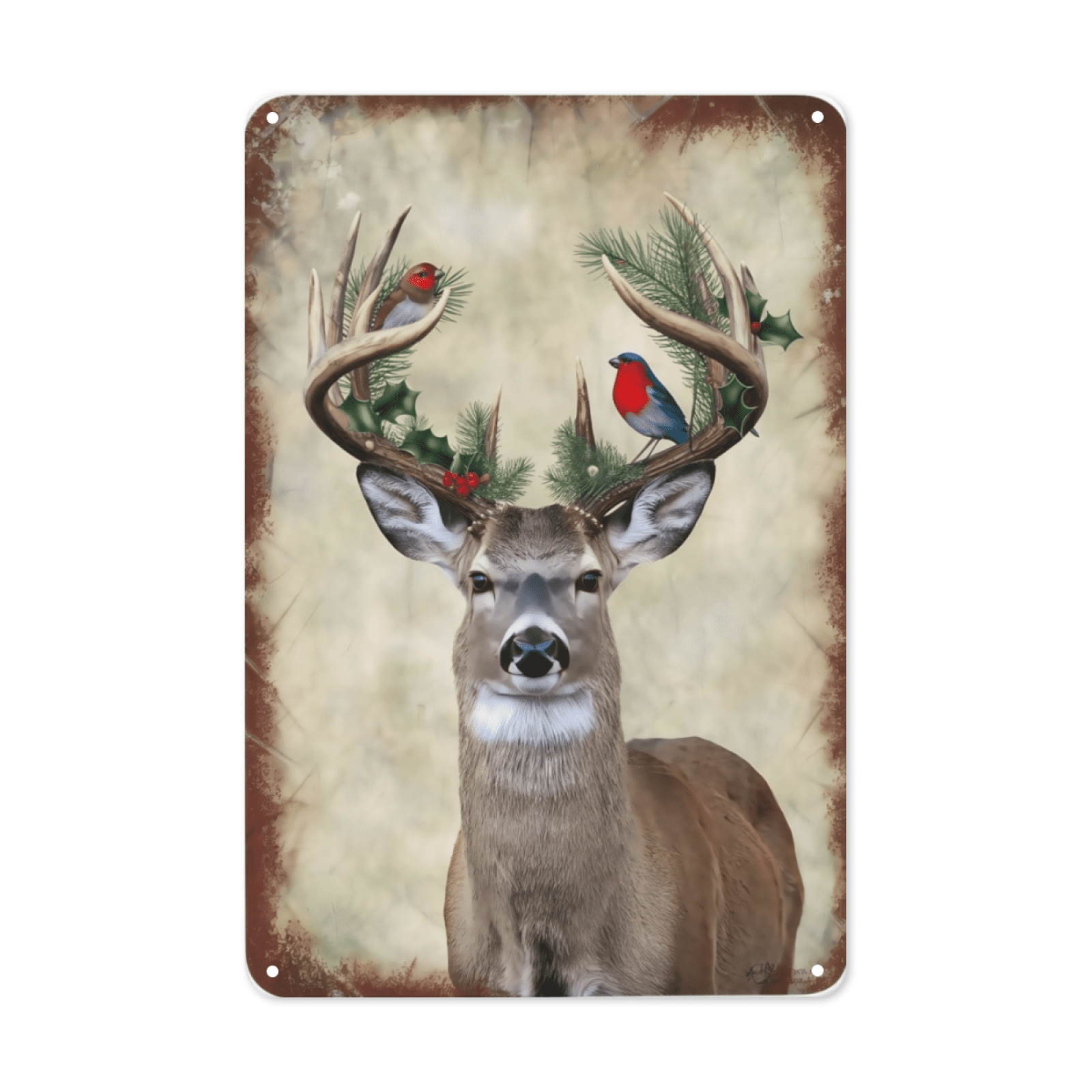 Mini Christmas Deer Sign Apartment Holiday Finish For Door Decor ...