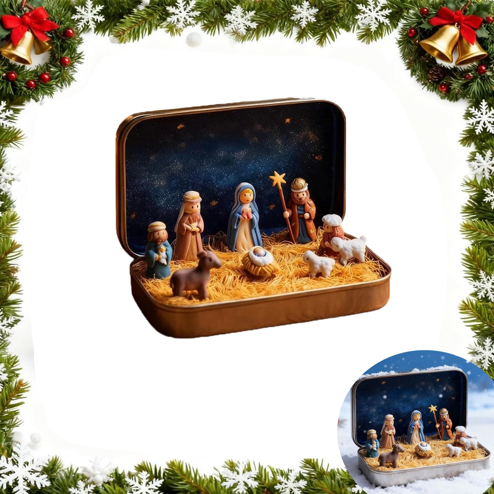 Mini Christmas Nativity Set in a Box, Portable Pocket Nativity Scene ...