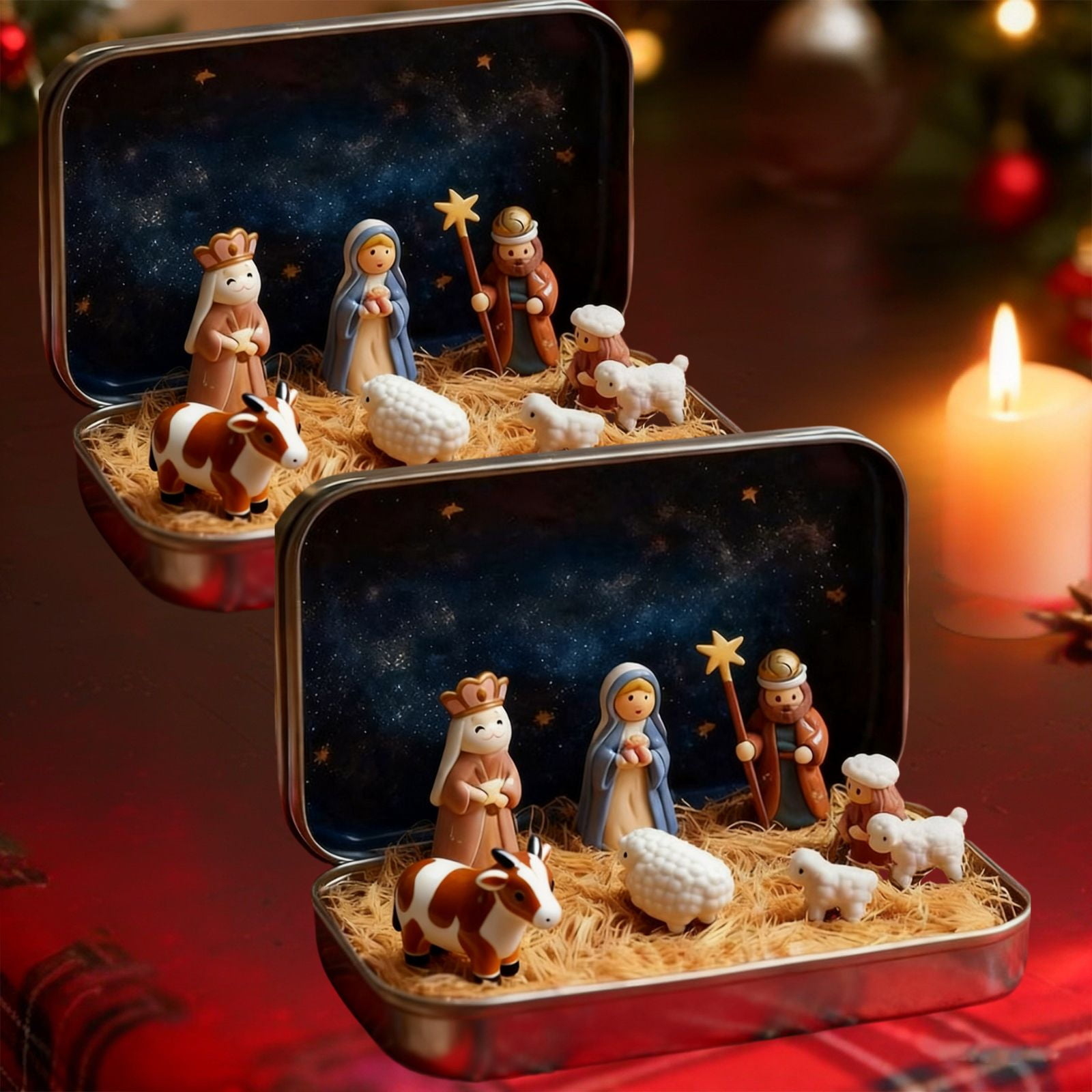 Mini Christmas Nativity Set In A Box - Mini Box Figurines, Miniature ...