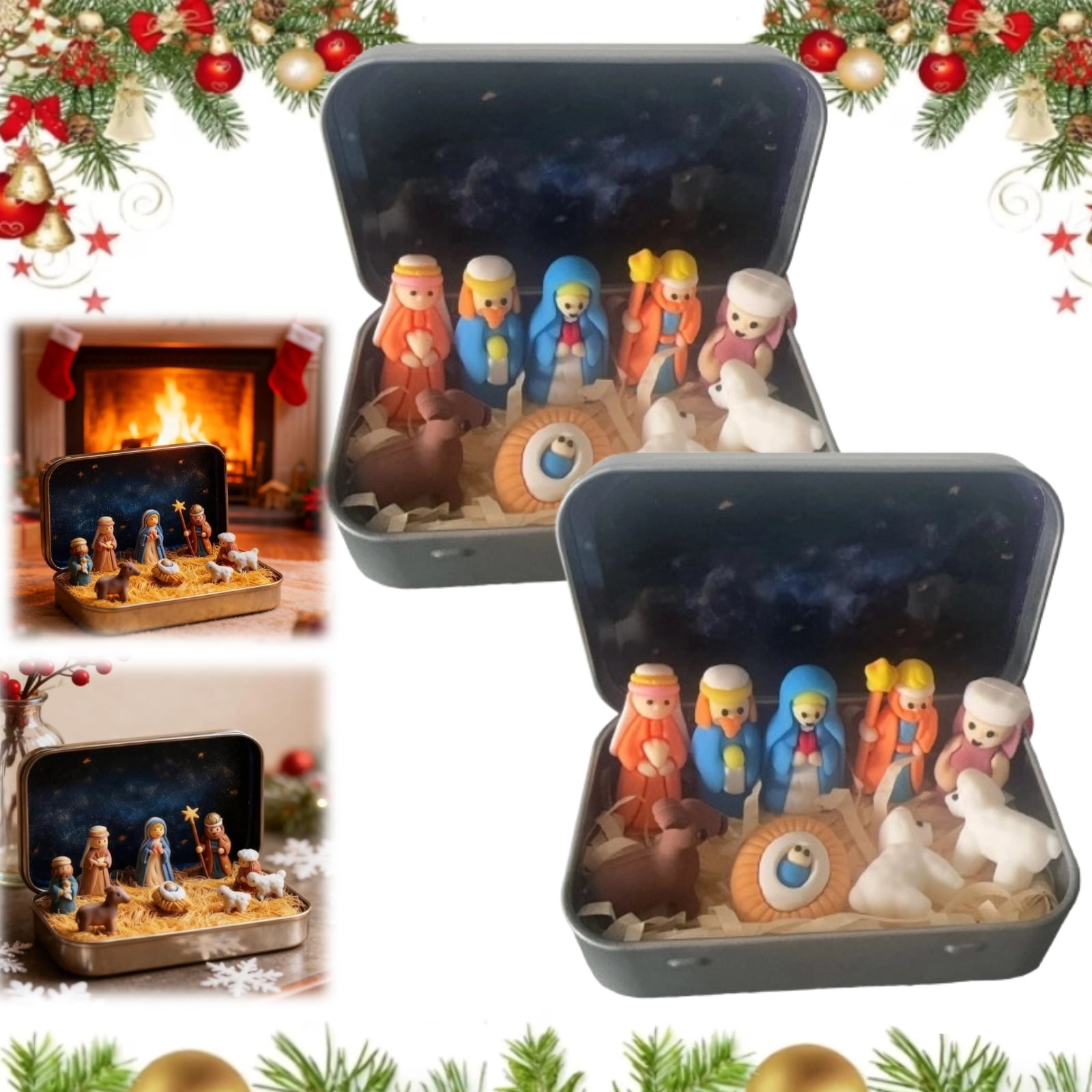 Mini Christmas Nativity Set in a Tin Box – Handcrafted Pocket Nativity ...