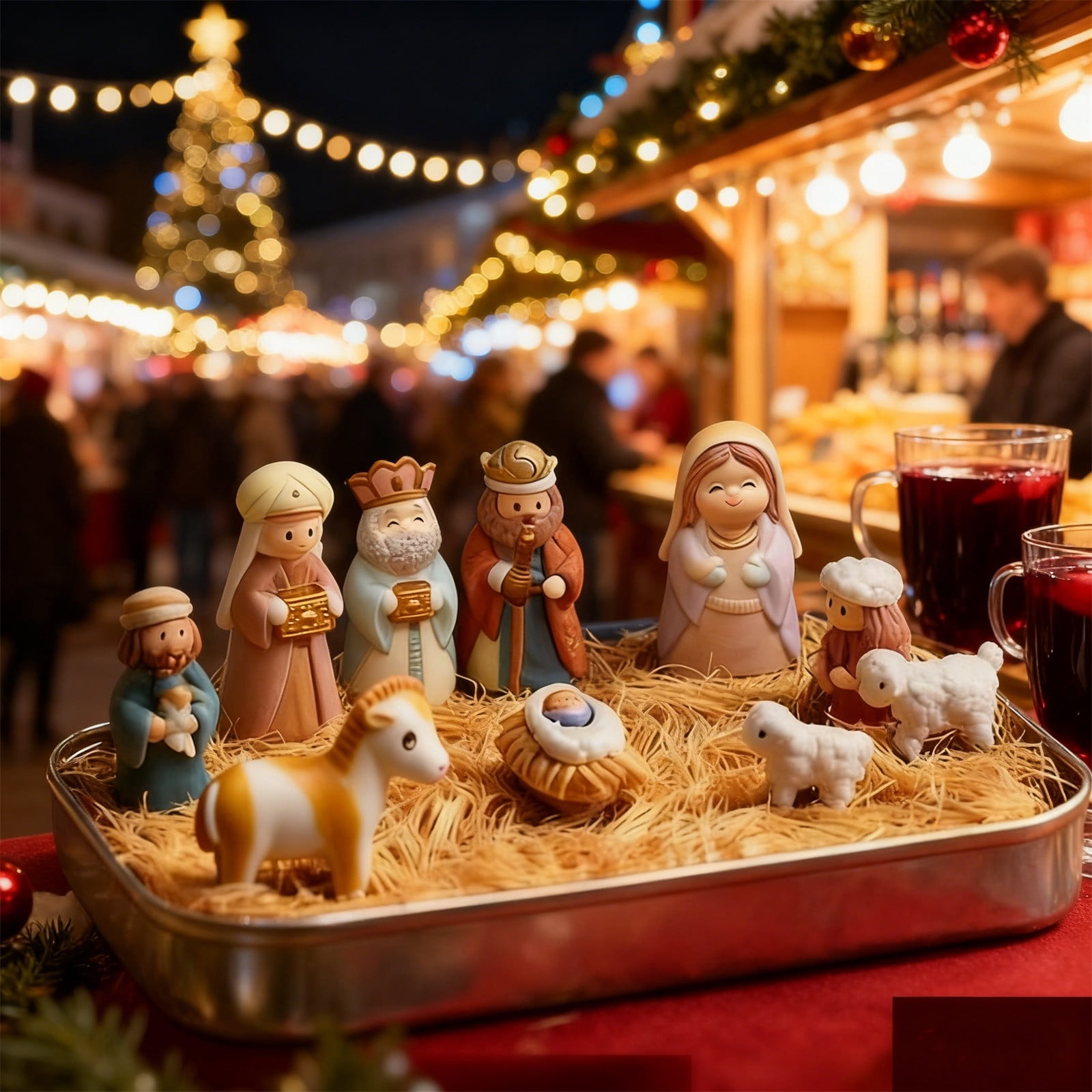 Mini Christmas Nativity Set in a Tin Box, Portable Pocket Birth of ...