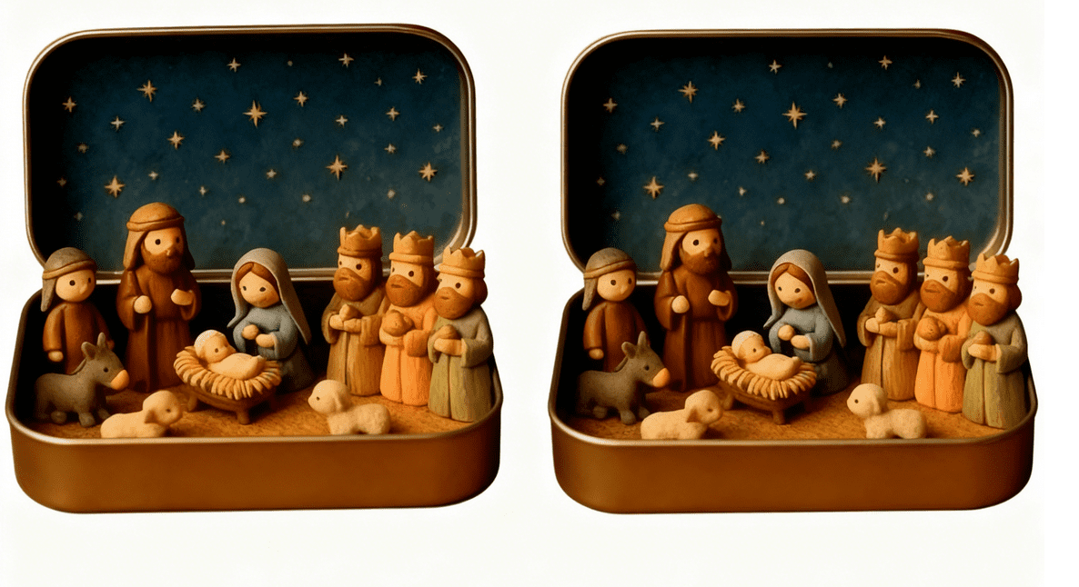 Mini Christmas Nativity Set in a Tin Box, Portable Pocket Birth of ...