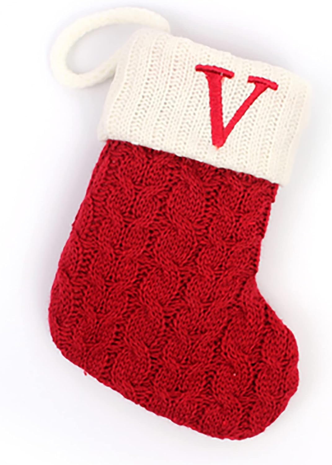 Mini Christmas Stockings Knit Embroidered Initial Letter Xmas Stockings ...