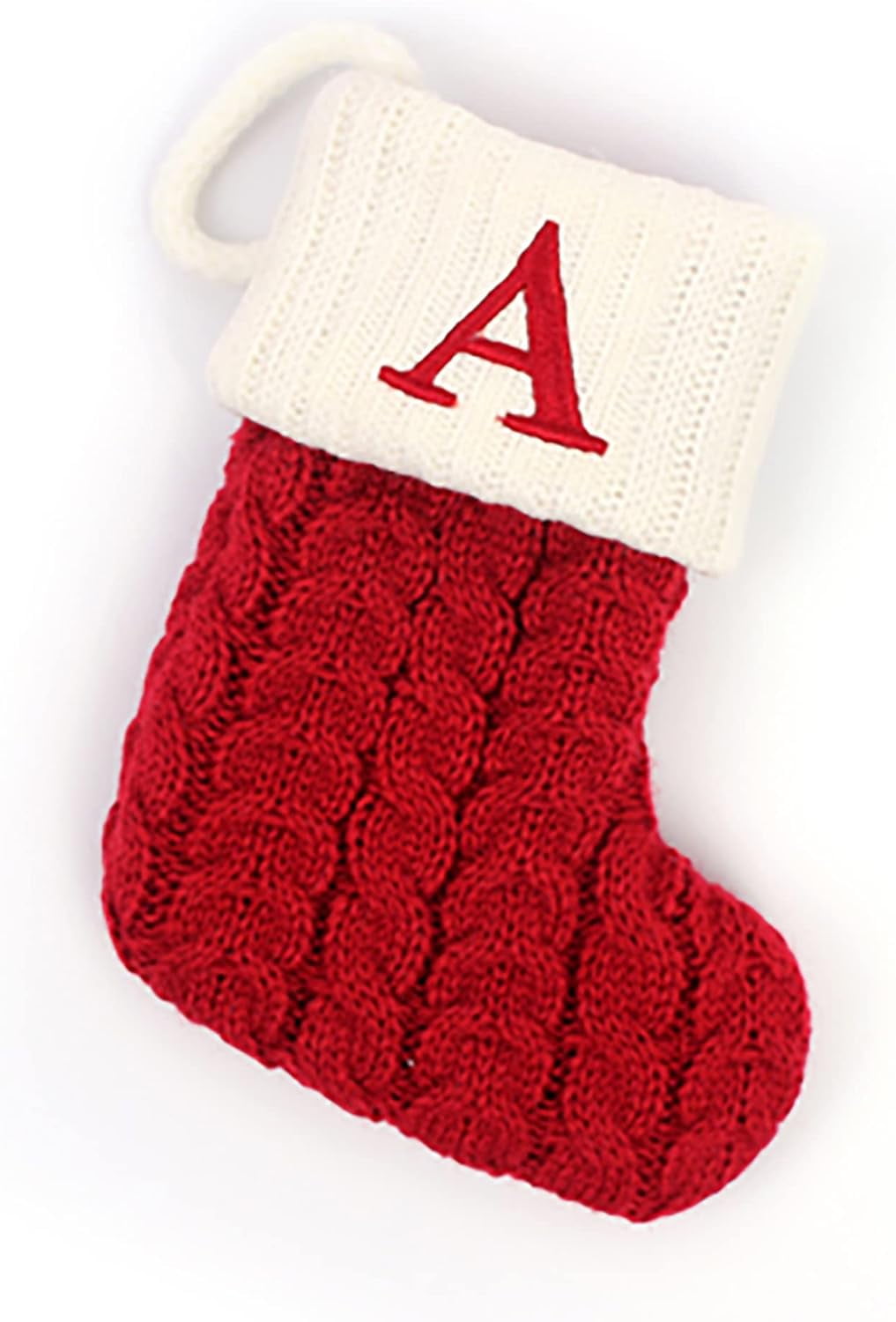 Mini Christmas Stockings Knit Embroidered Initial Letter Xmas Stockings ...