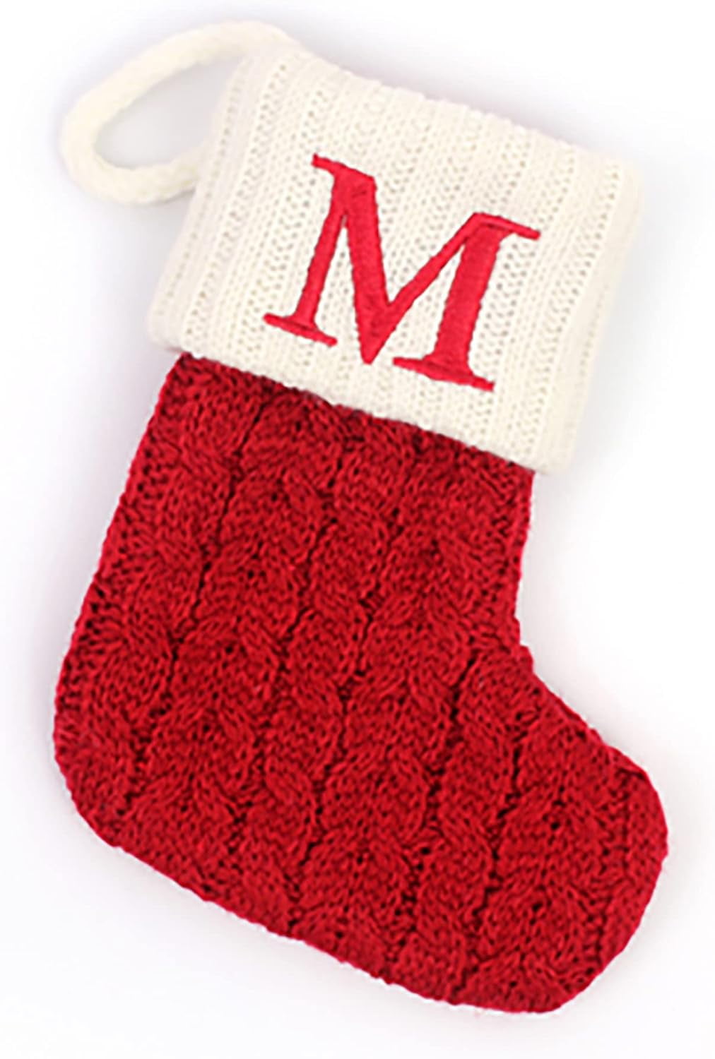 Mini Christmas Stockings Knit Embroidered Initial Letter Xmas Stockings ...