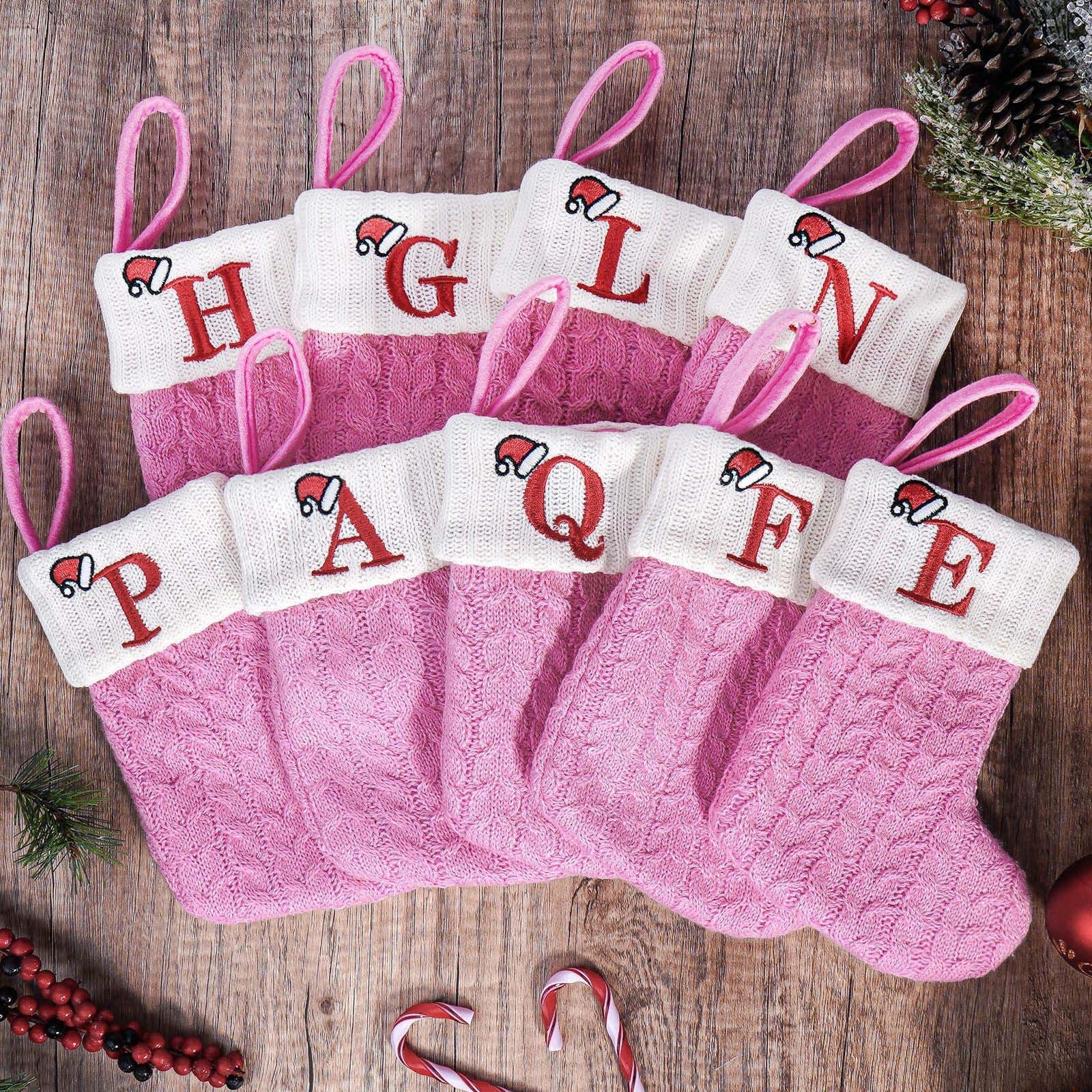 Mini Christmas Stockings Pink Present Bag with White Rims, Hanging ...