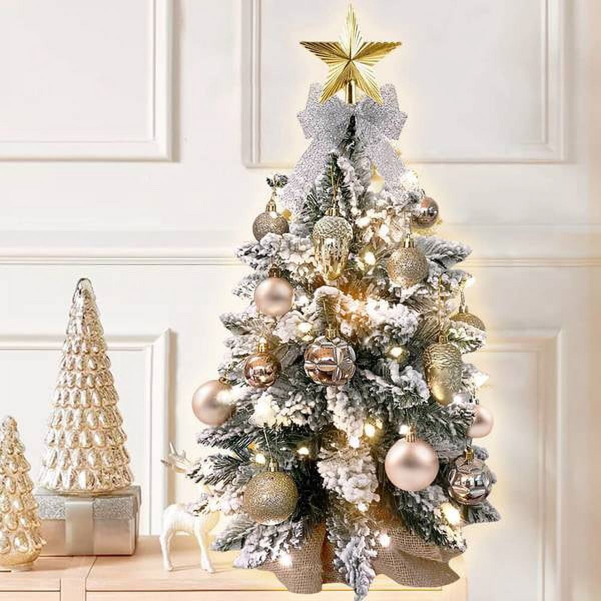 Mini Christmas Tree, 24 Inches Artificial Tabletop Christmas Tree LED ...