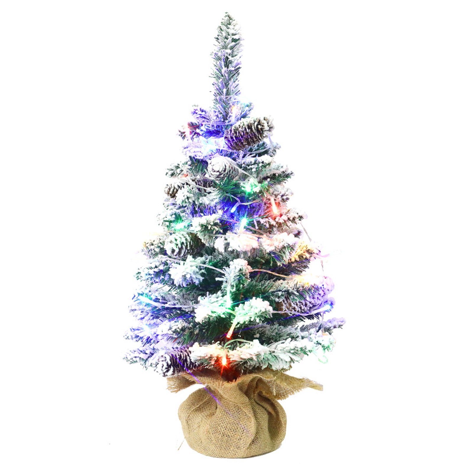 Mini Christmas Tree，Artificial Tabletop Christmas Tree with LED String Lights，Xmas Tree for ...