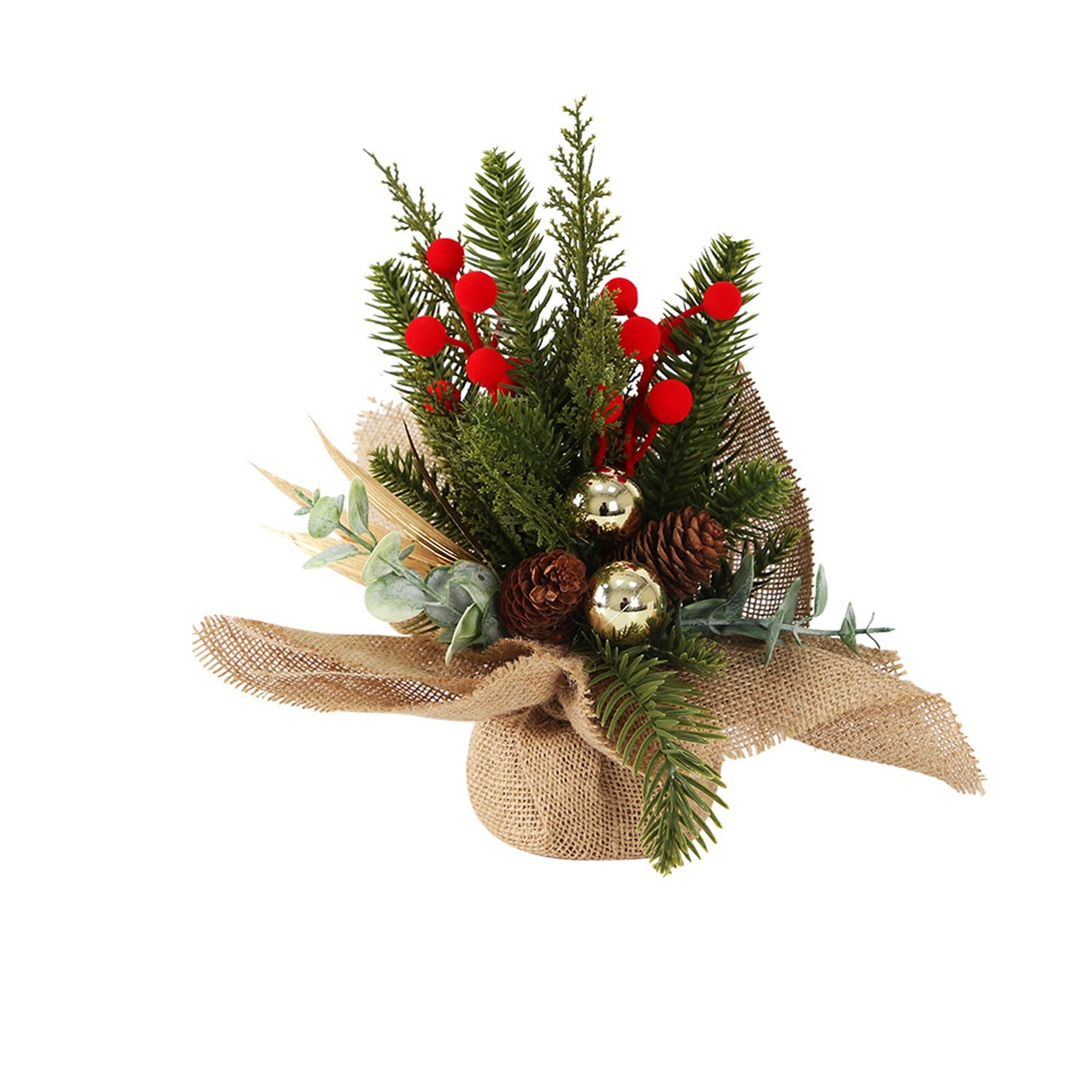 Mini Christmas Tree Artificial Tabletop, Small Potted Xmas Tree with ...