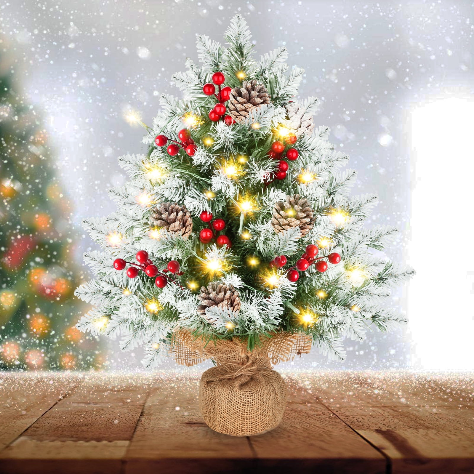 Mini Christmas Tree Decorations 20inch Pre-Lit Artificial Small Xmas ...
