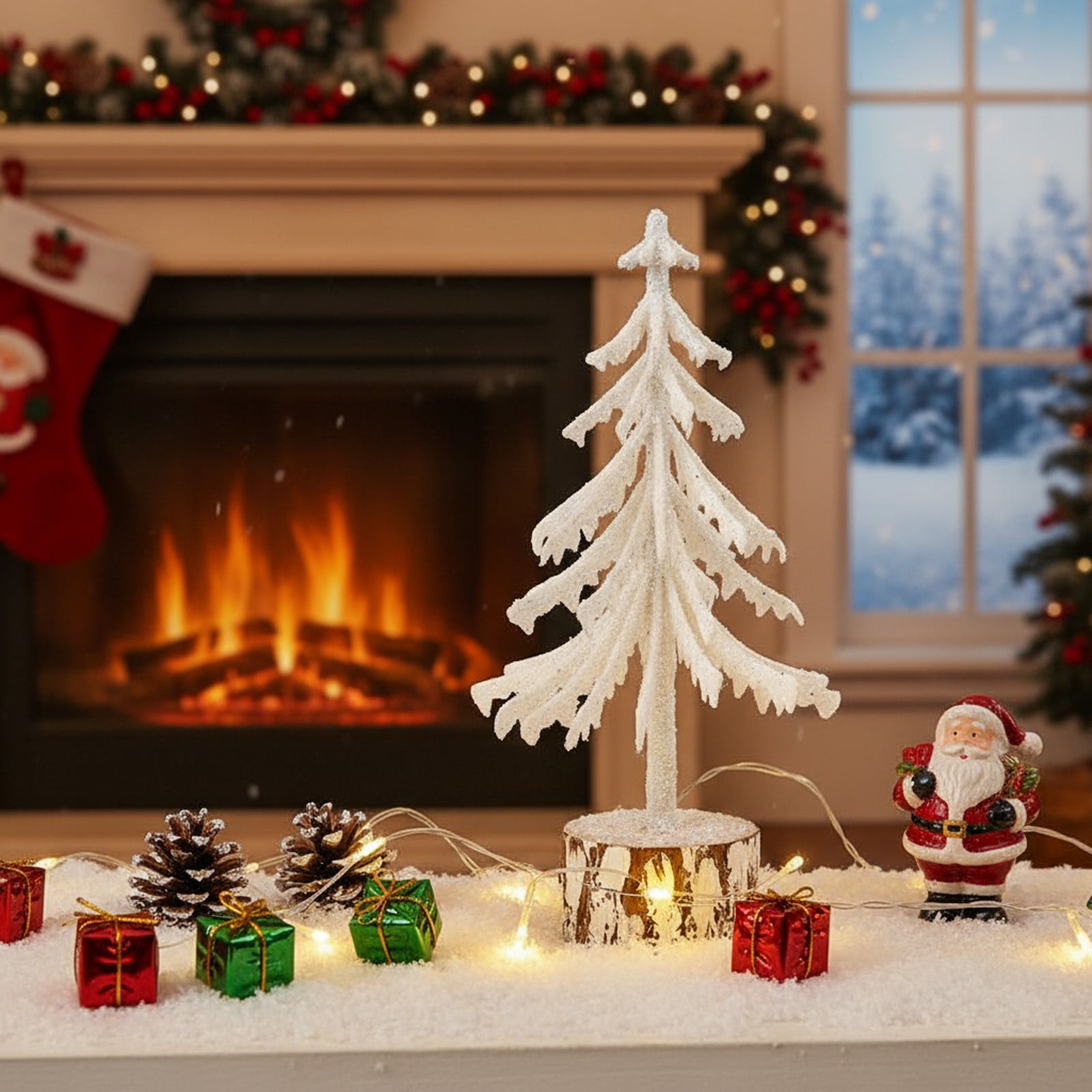 Mini Christmas Tree for Desk Decoration – 10.2 Inch Small White ...