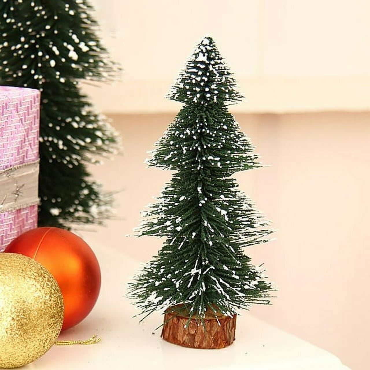 Vorkoi Mini Christmas Tree, Frosted Sisal Pine with Wooden Base ...