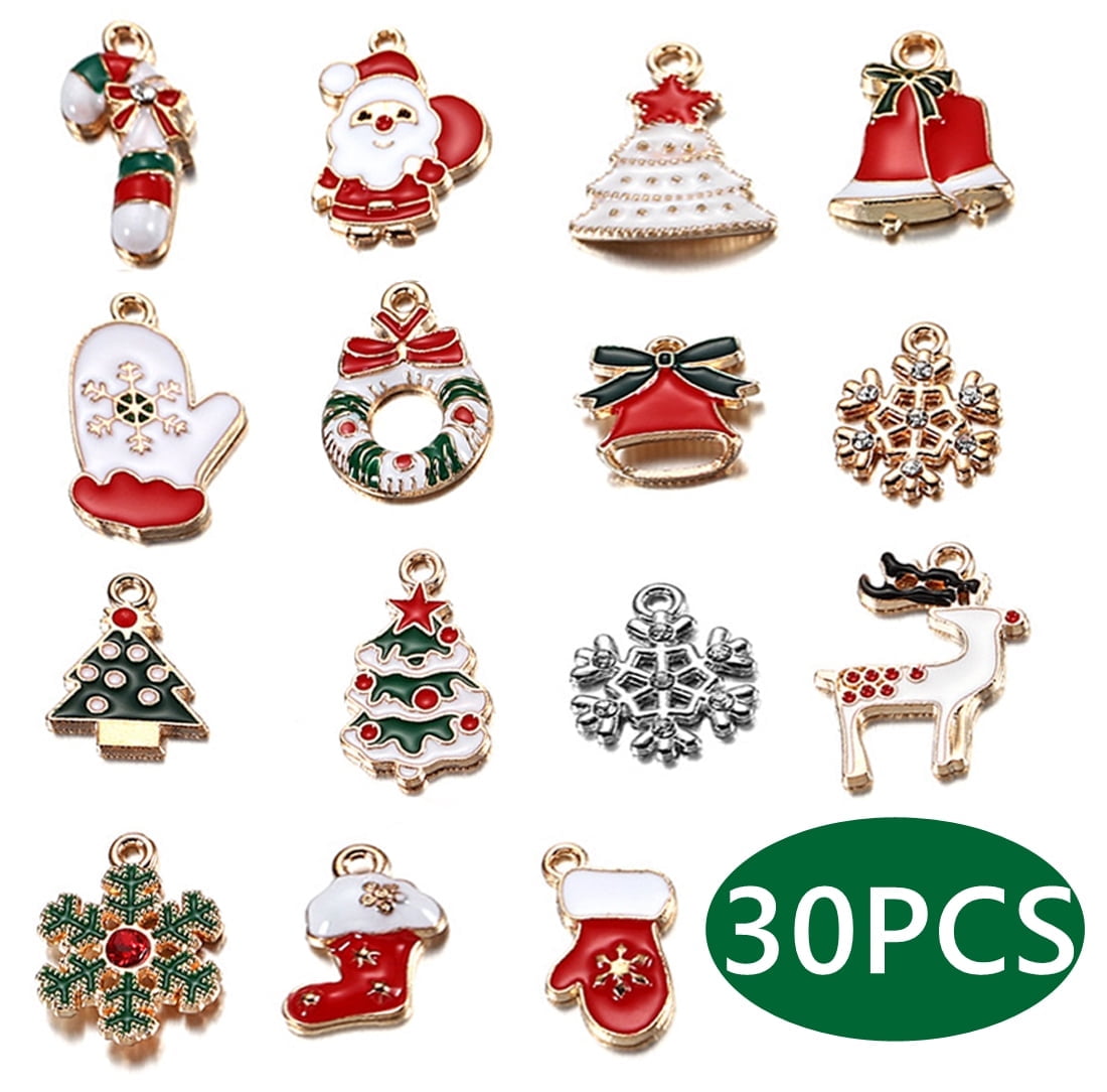30 Pcs Mini Christmas Tree Ornaments - Small Metal Xmas Shaped ...