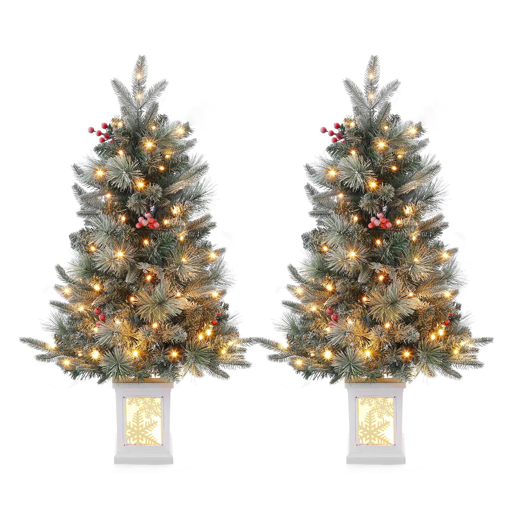 Mini Christmas Tree, Pre-Lit Artificial Tree with 78 Warm White Lights ...
