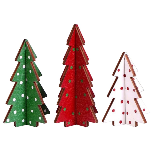 Mini Christmas Tree Set, Desktop Holiday Decorations, 3 Piece Festive ...