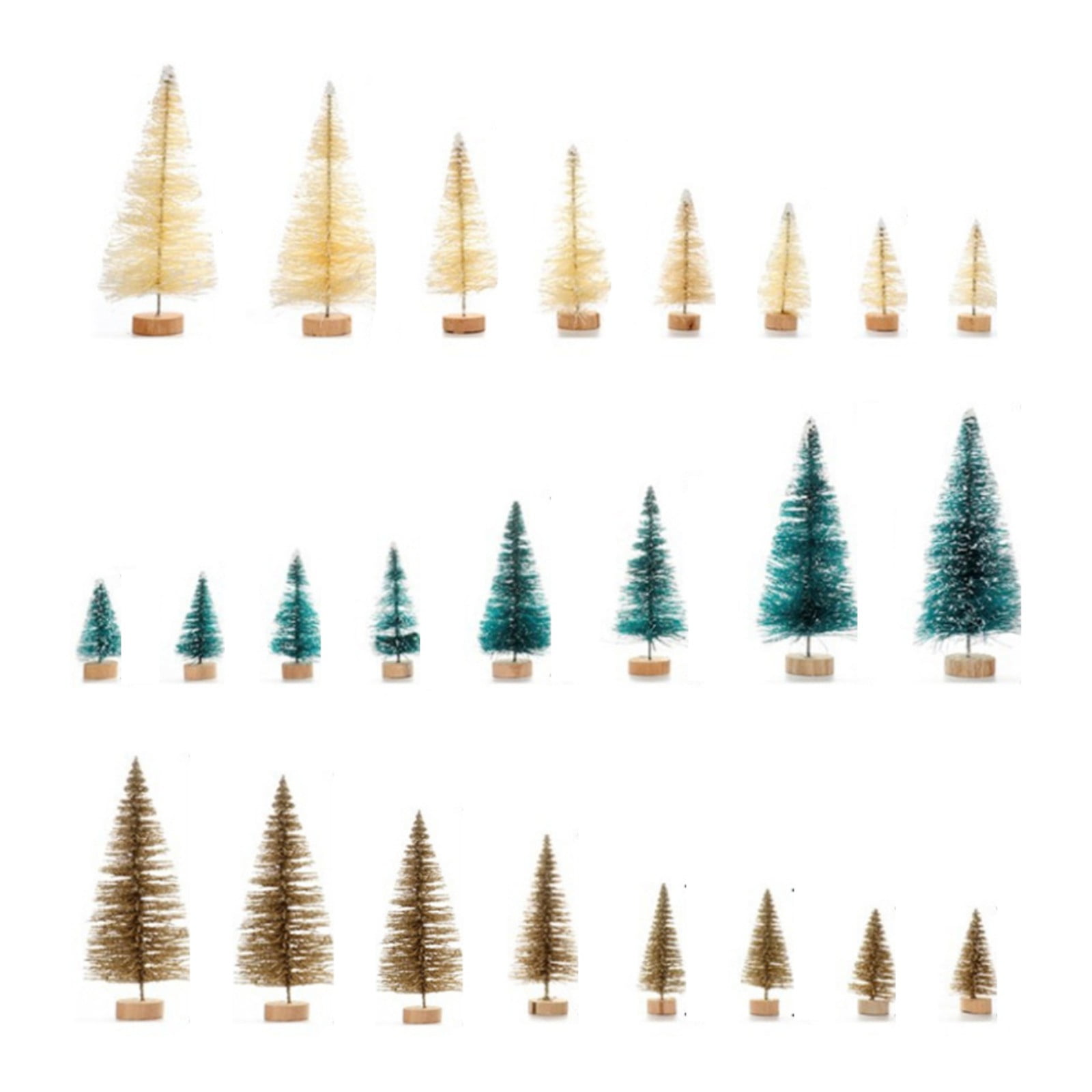Mini Christmas Tree Set Miniature Artificial Pine Trees with Wooden ...