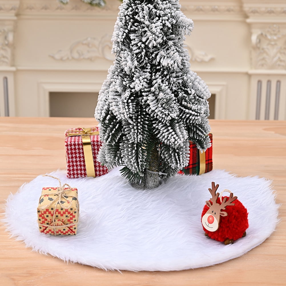 Mini Christmas Tree Skirt Plush Christmas Skirt Decoration Xmas Party ...