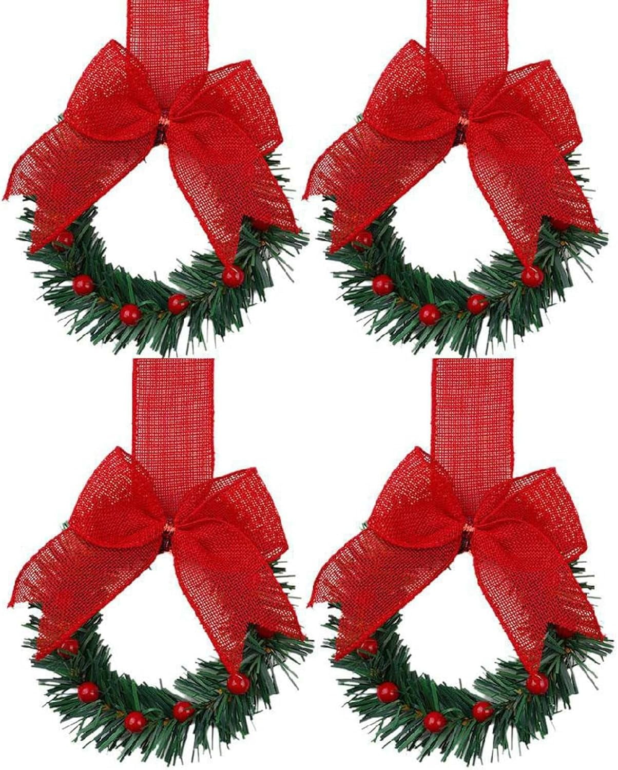 Mini Christmas Wreaths for Cabinets - Small Christmas Wreath - Ribbon ...