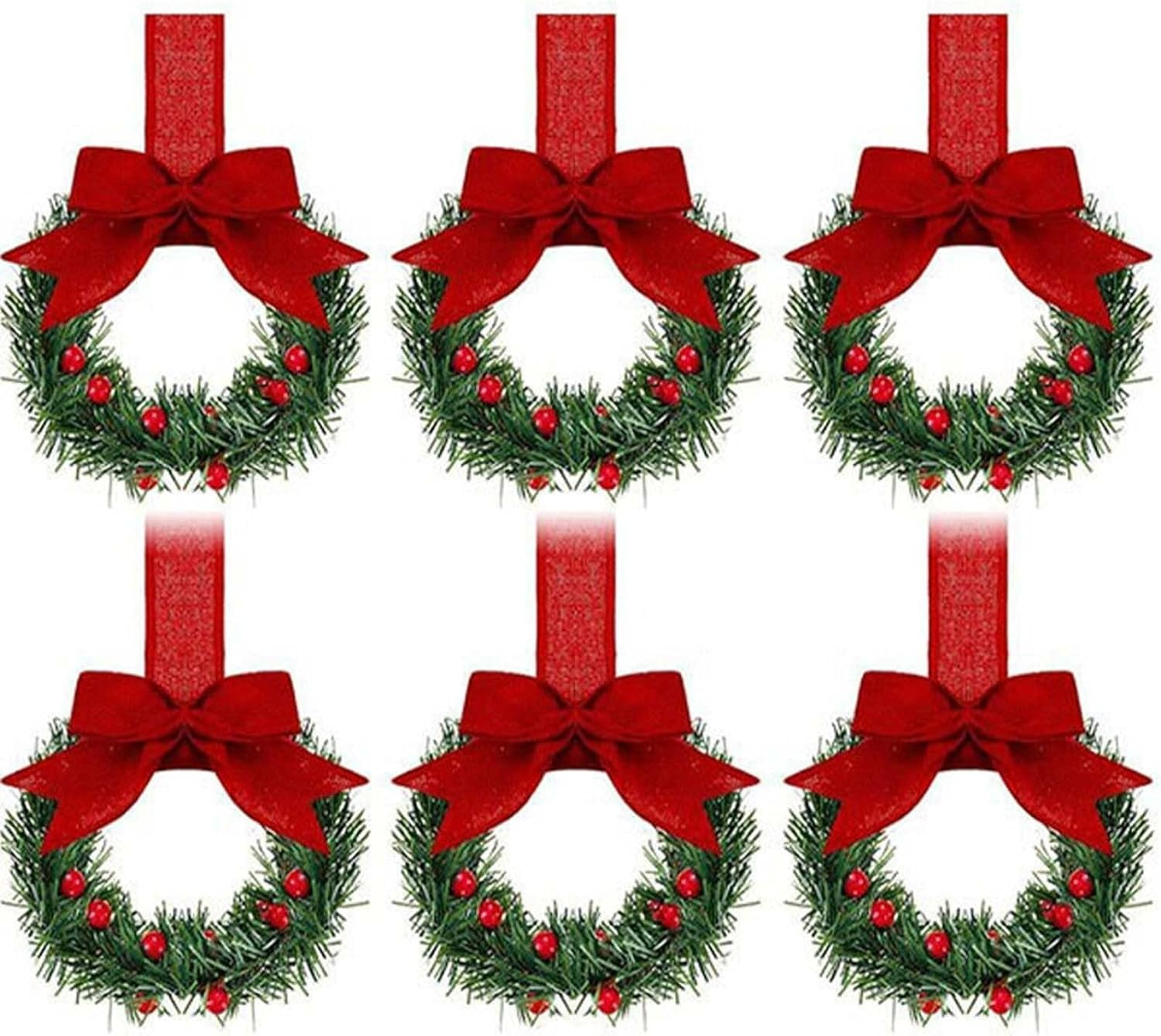 Mini Christmas Wreaths for Cabinets - Small Christmas Wreath - Ribbon ...