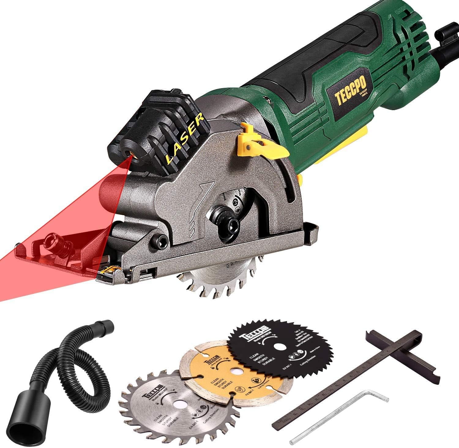 Mini Circular Saw with Laser, TECCPO 4.8Amp 3-3/8” Compact Circular Saw ...