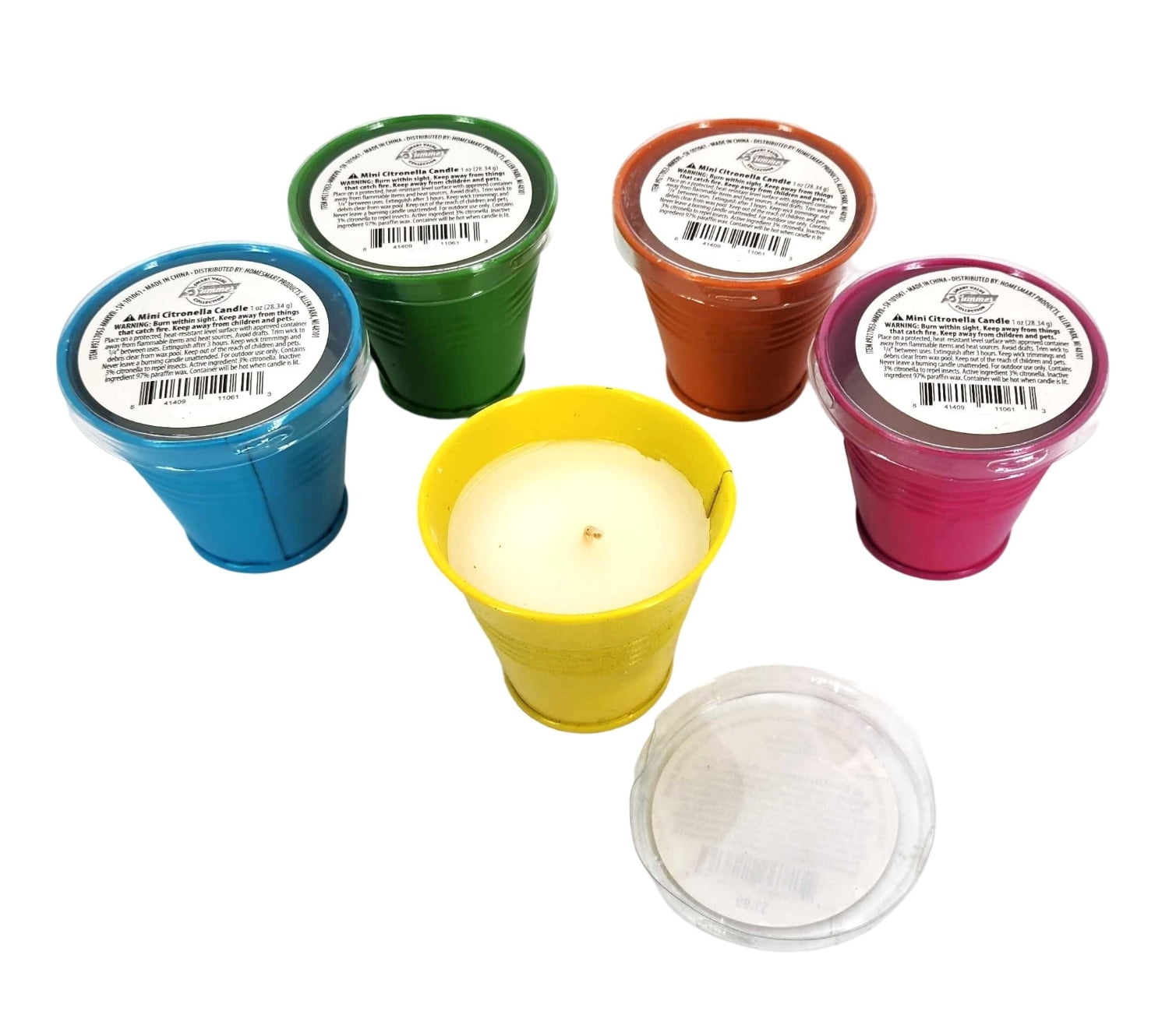 Treasure Co Trio Mini Citronella Tealight Candle Buckets, 5 Pack, Multi ...