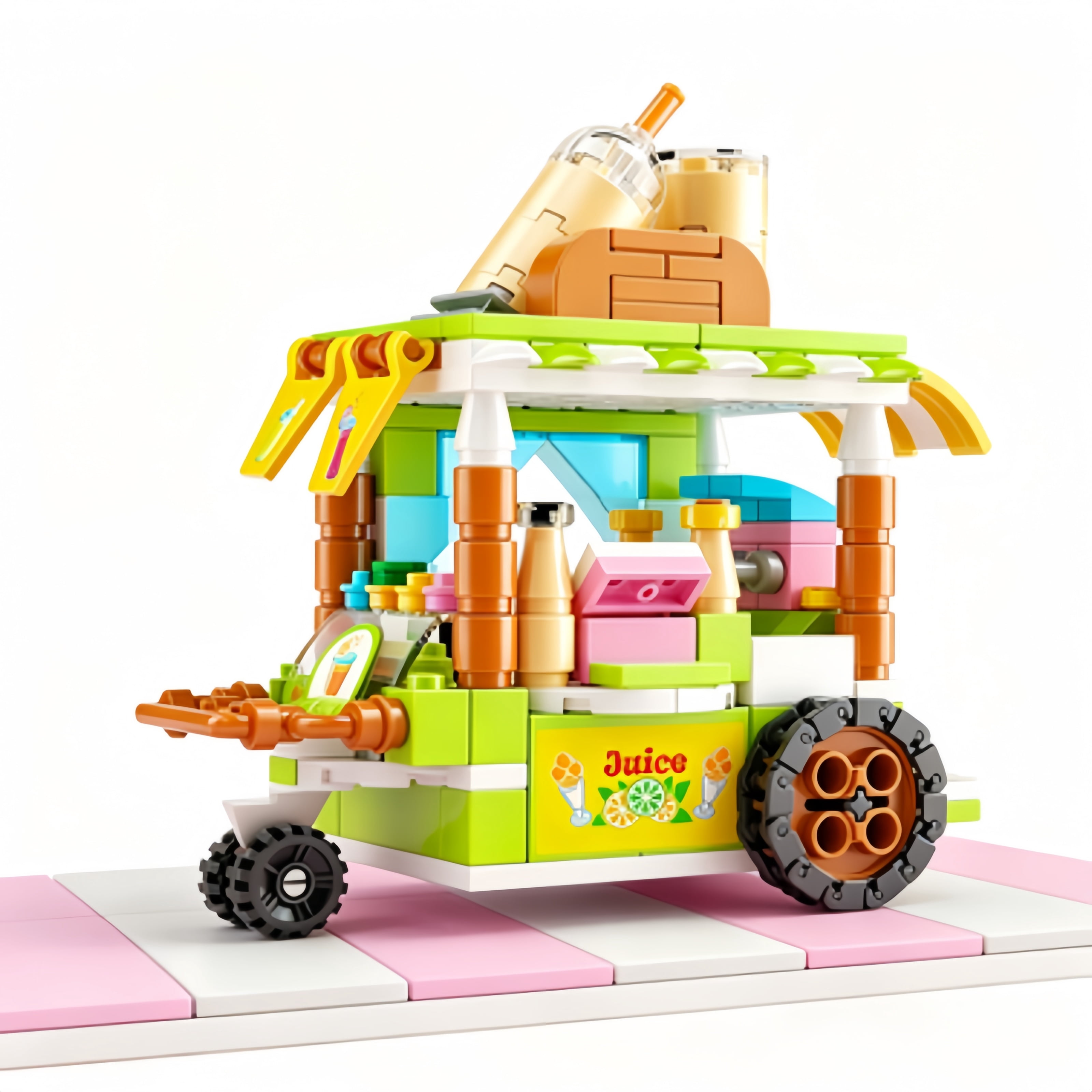 Mini City Street Fresh Juice Drink Mobile Cart Construction Block Kit ...