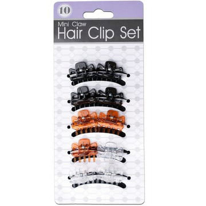 Mini Claw Hair Clip Set, Black, Brown, Clear, 10 Count, 3 Pack ...