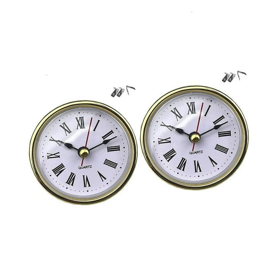 Mini Clock Insert 65mm Round Movement White Face with Gold or Silver ...